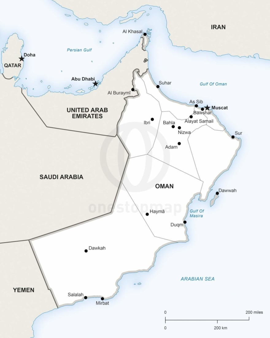 Vector Map of Oman Political | One Stop Map