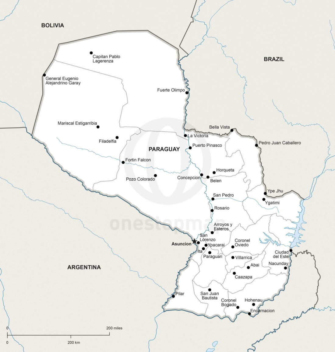 Vector Map of Paraguay Political | One Stop Map