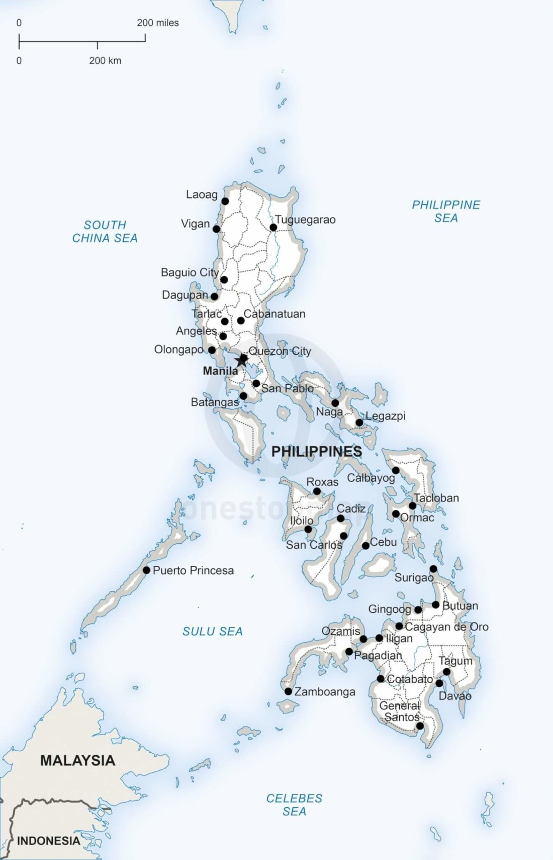 Free Vector Map of Philippines Outline | One Stop Map
