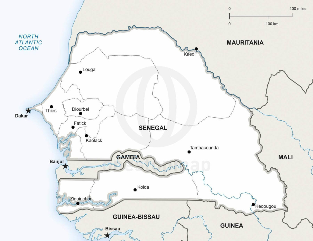 Free Vector Map of Senegal Outline | One Stop Map