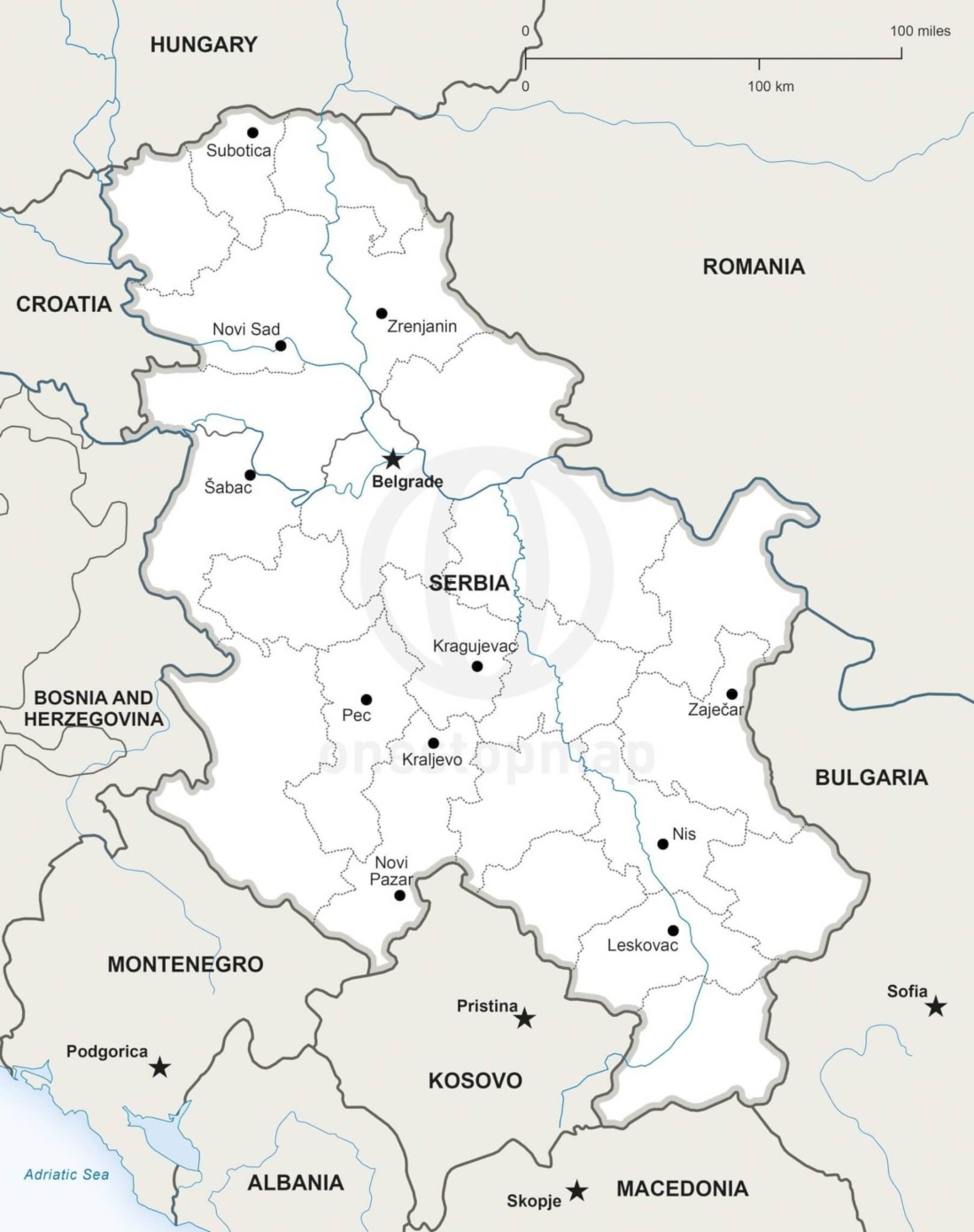 Vector Map of Serbia Political | One Stop Map