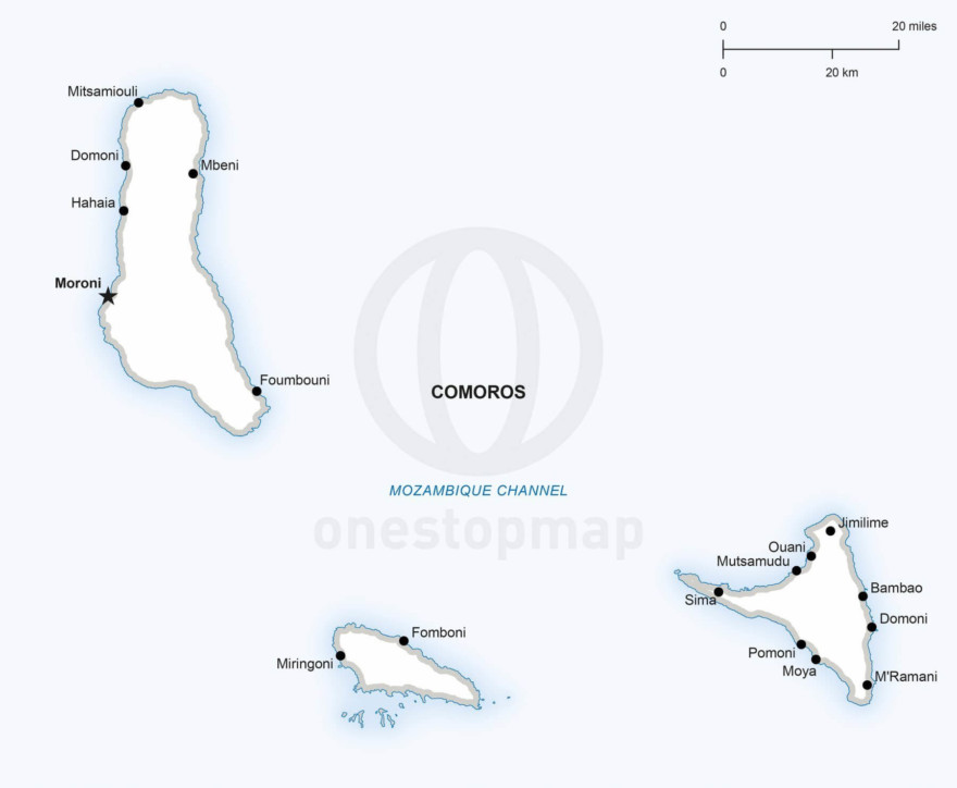 Vector Maps of Comoros | One Stop Map