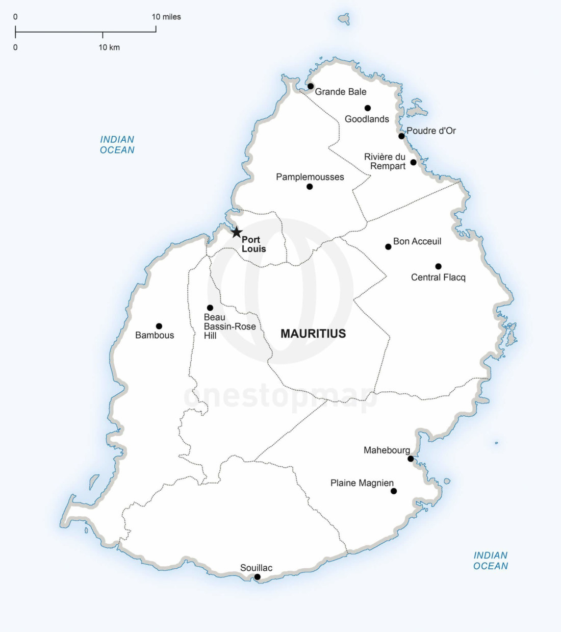 Free Vector Map of Mauritius Outline | One Stop Map