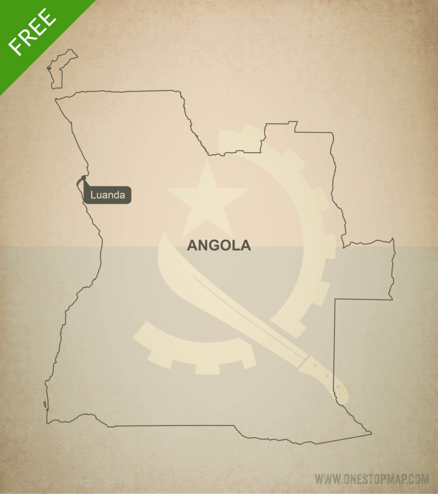 Free Vector Map of Angola Outline | One Stop Map