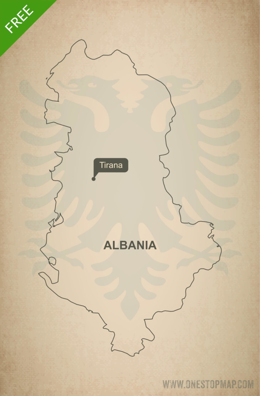 Free Vector Map of Albania Outline | One Stop Map