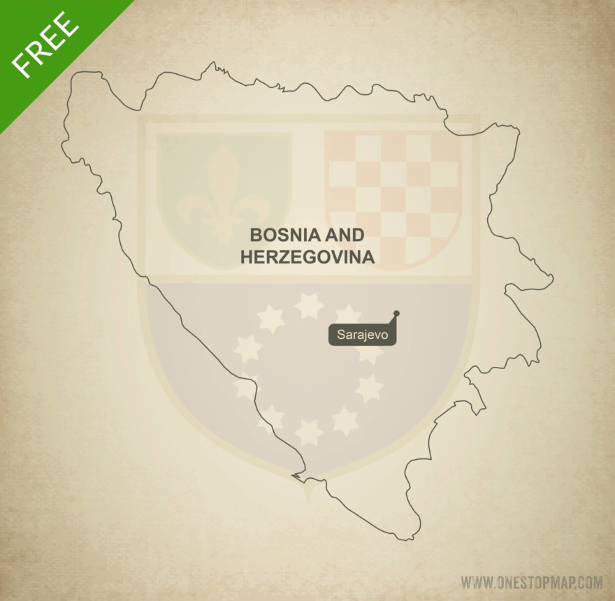 Free Vector Map of Bosnia and Herzegovina | One Stop Map