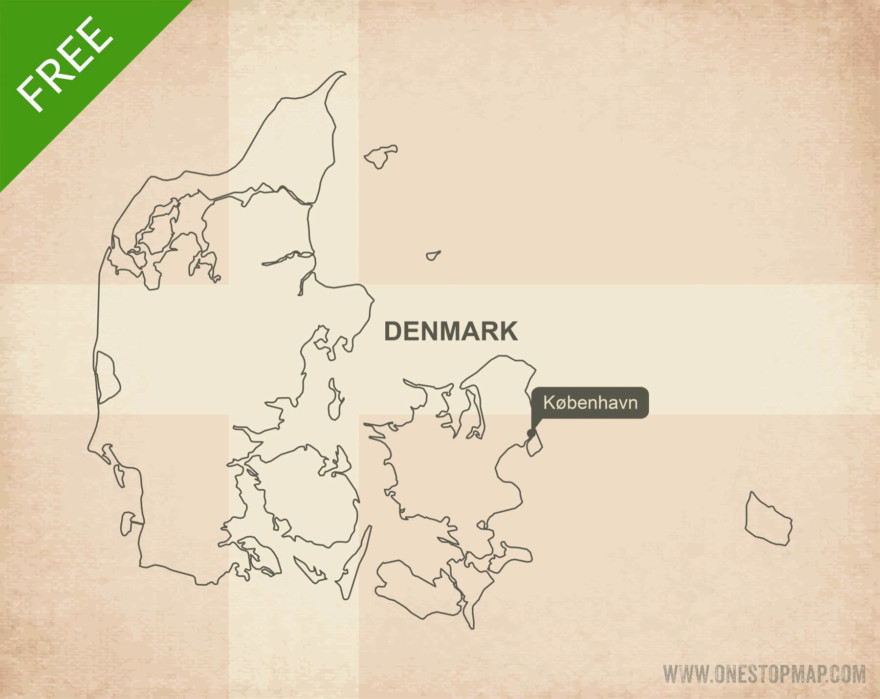 Free Vector Map of Denmark Outline | One Stop Map