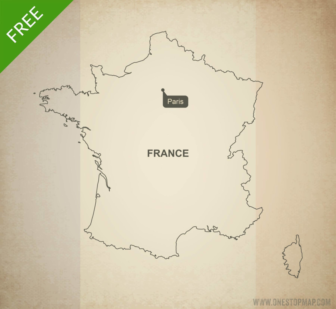 Free Vector Map of France Outline | One Stop Map