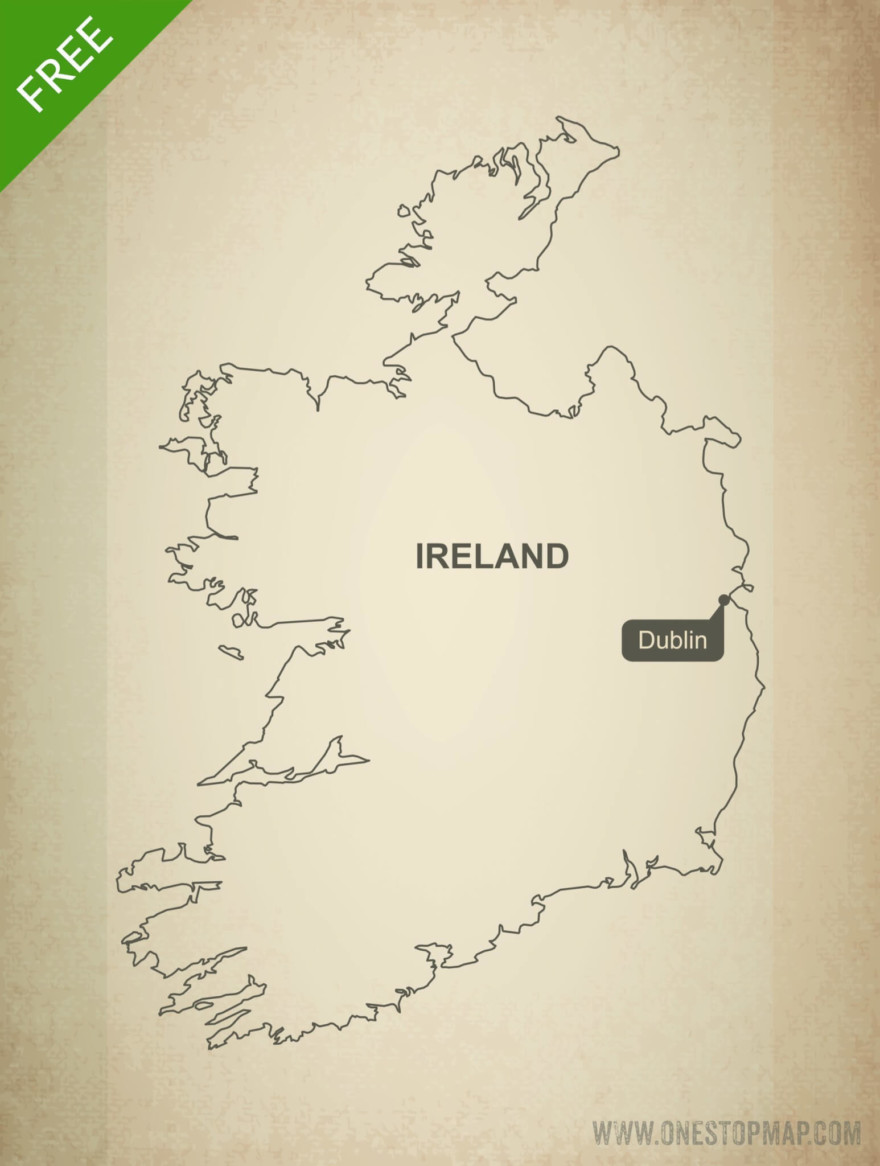 Free Vector Map of Ireland Outline | One Stop Map