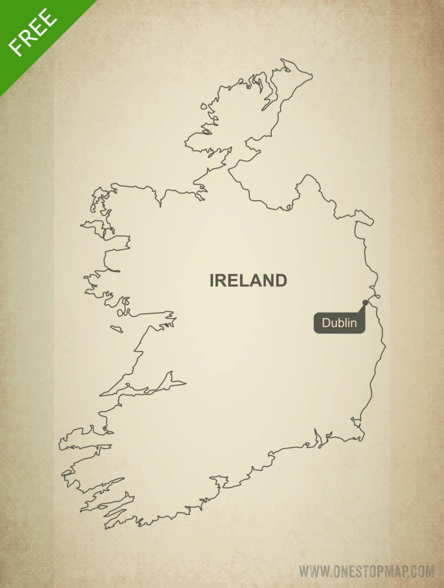 Free Vector Map of Ireland Outline | One Stop Map