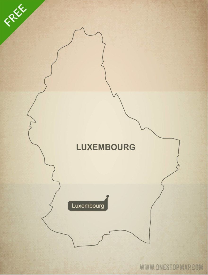 Free Vector Map of Luxembourg Outline | One Stop Map