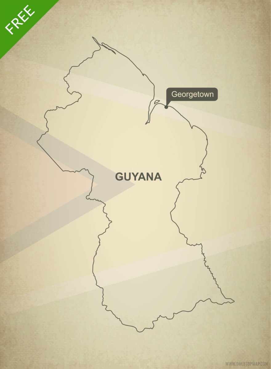 Free Vector Map of Guyana Outline | One Stop Map