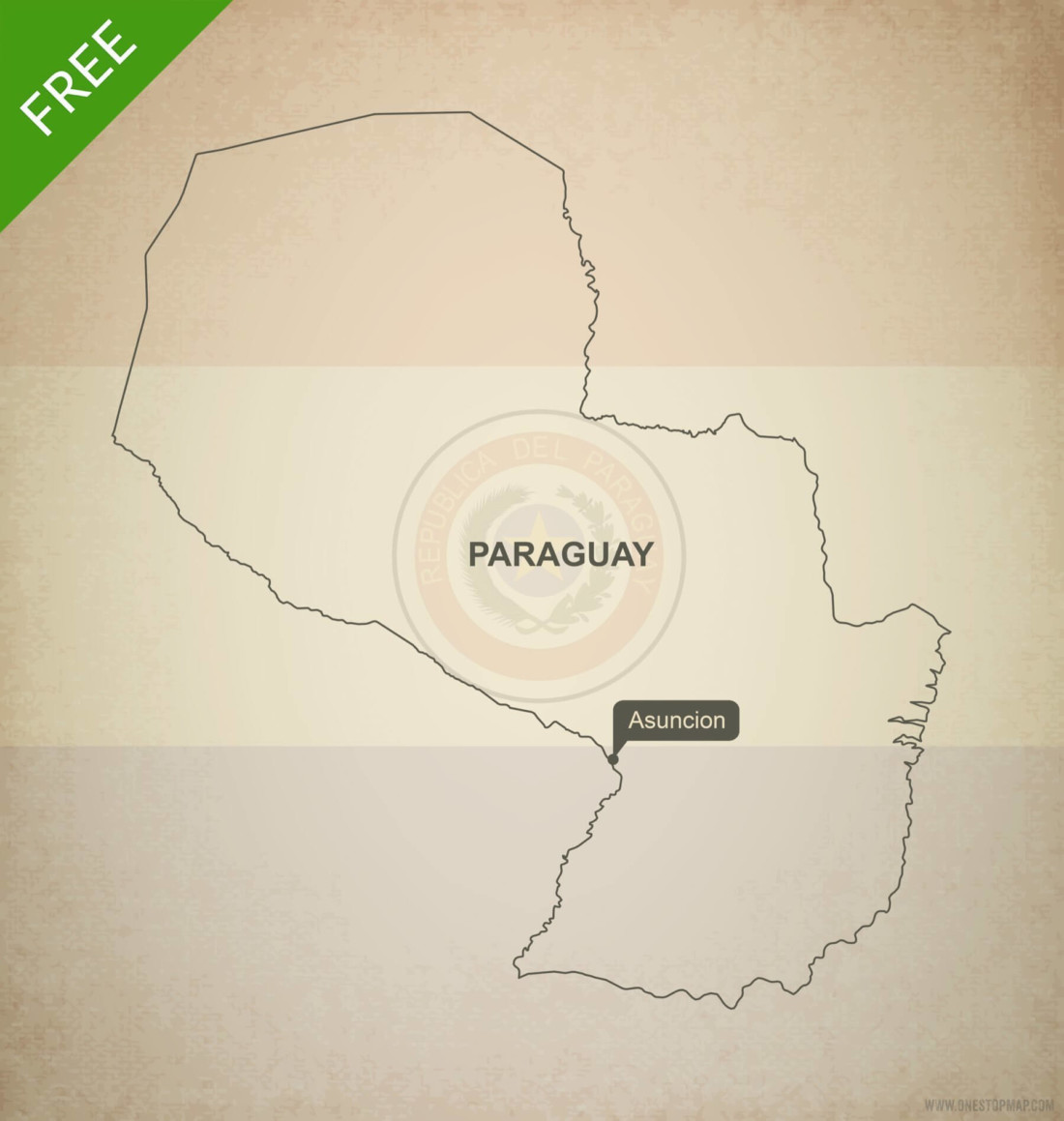 Free Vector Map of Paraguay Outline | One Stop Map