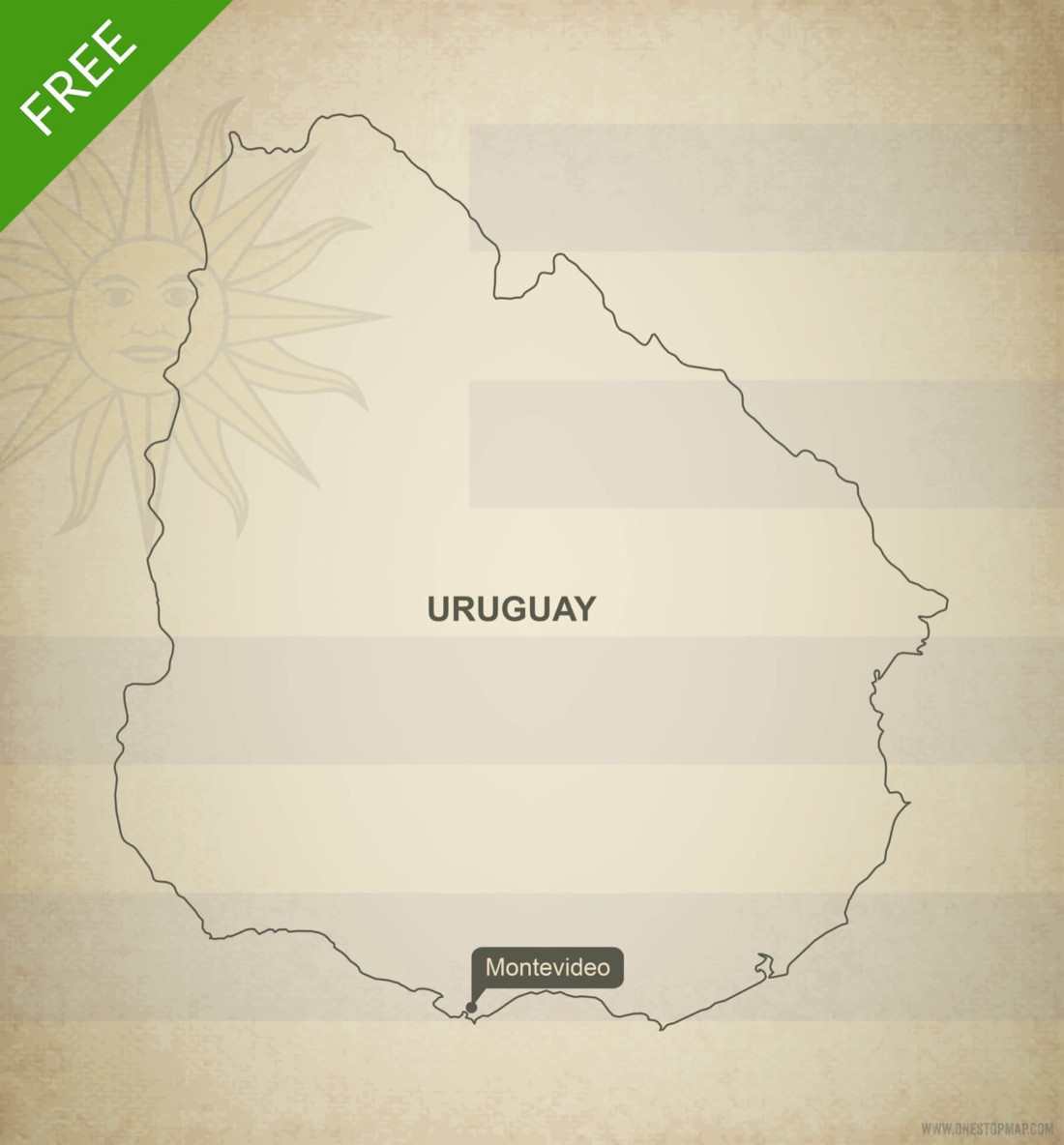 Free Vector Map of Uruguay Outline | One Stop Map