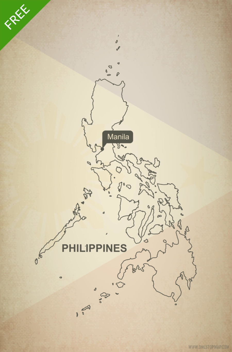 Free Vector Map of Philippines Outline | One Stop Map