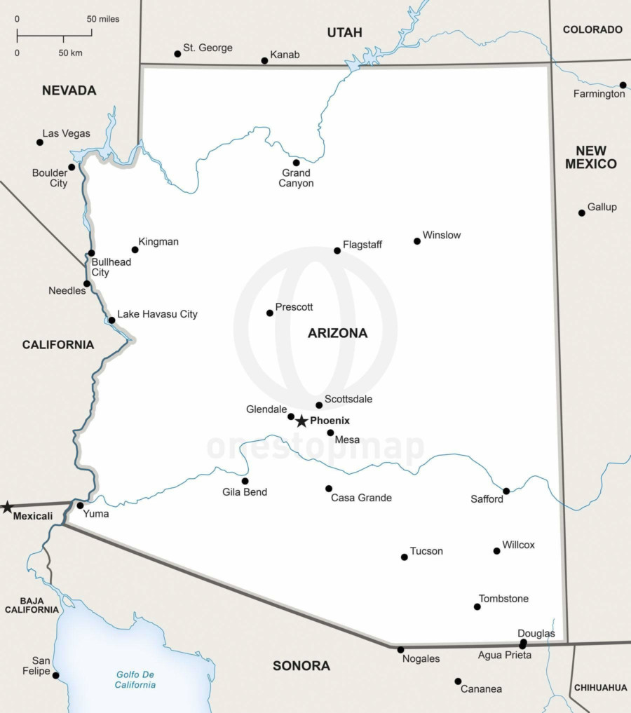 Vector Map of Arizona political | One Stop Map