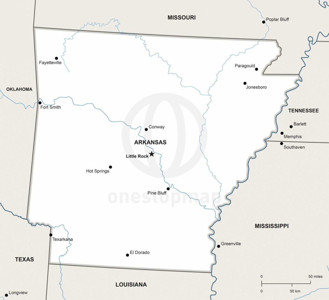 Vector Map of Arkansas political | One Stop Map
