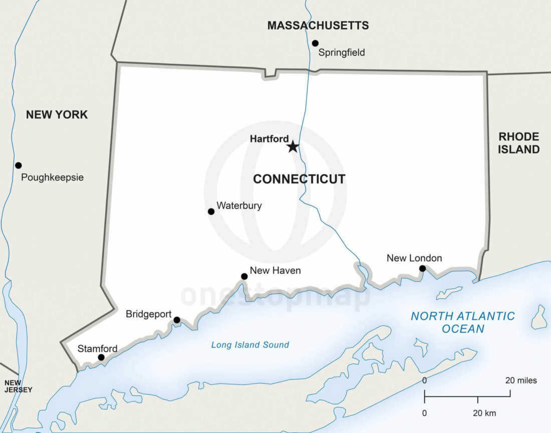 Vector Maps of Connecticut | One Stop Map
