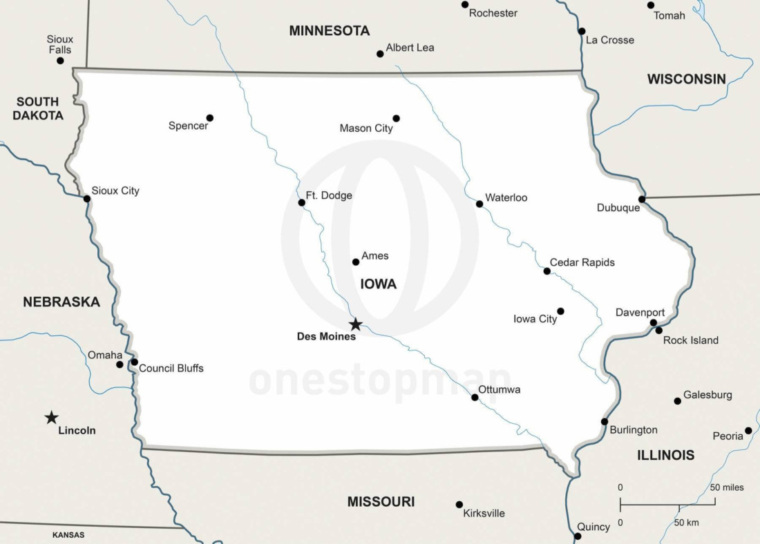 Vector Maps of Iowa | One Stop Map