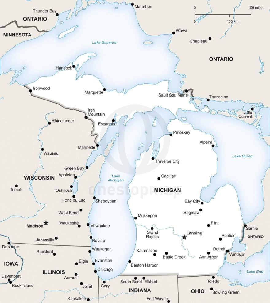 Vector Maps of Michigan | One Stop Map