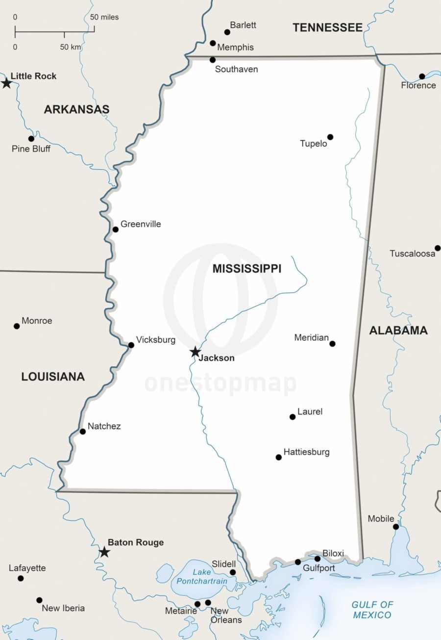 Vector Maps of Mississippi | One Stop Map