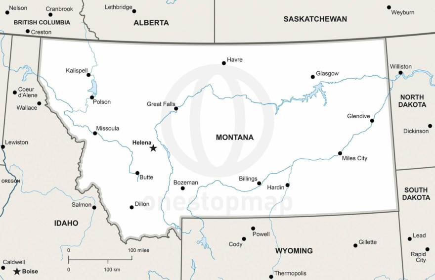 Vector Map of Montana political | One Stop Map