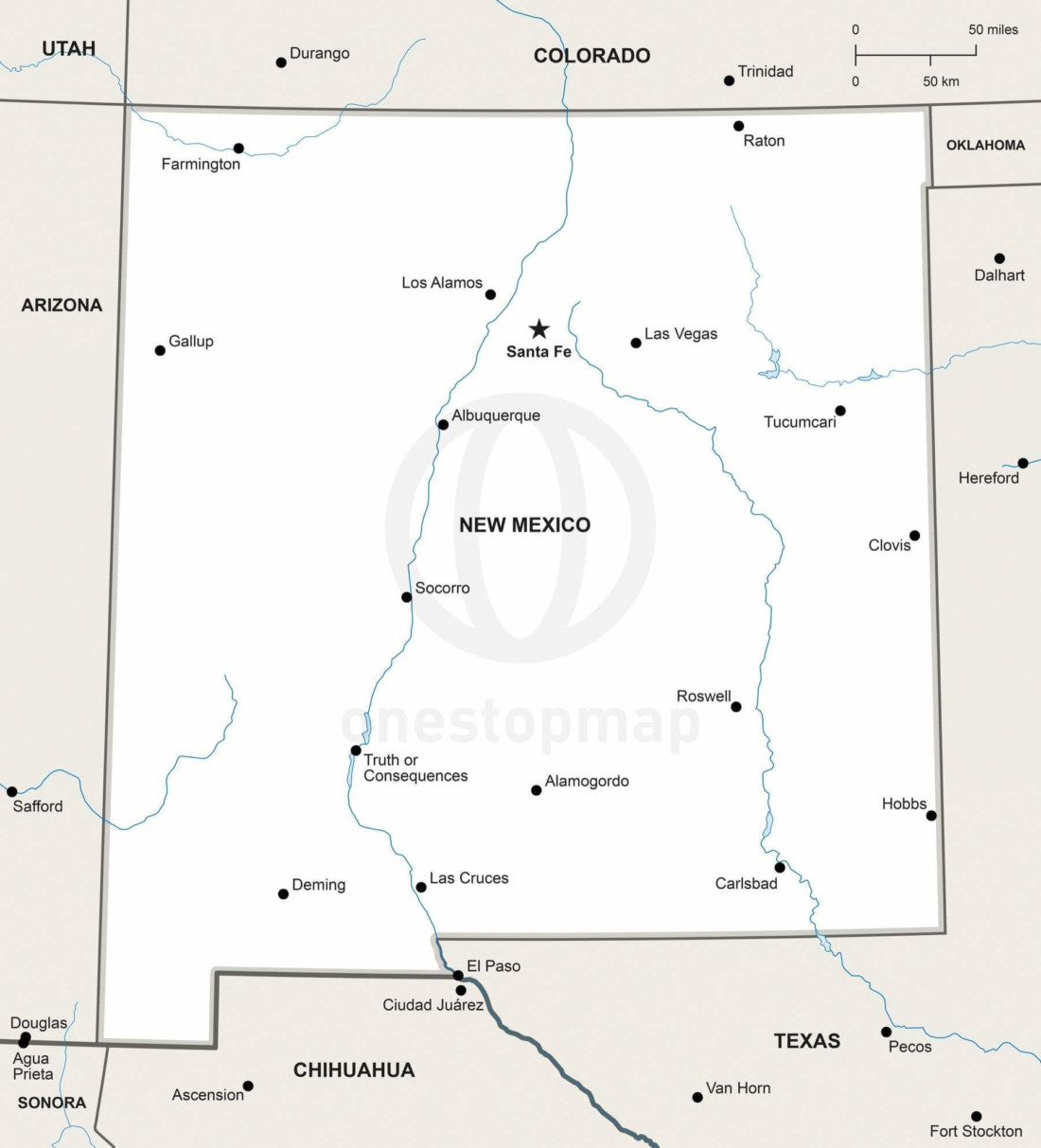 Vector Map of New Mexico political | One Stop Map
