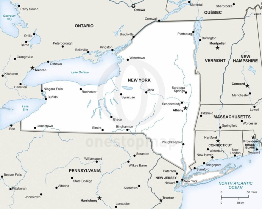 Vector Map of New York political | One Stop Map