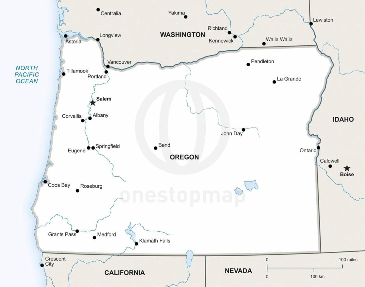 Free vector map of Oregon outline | One Stop Map