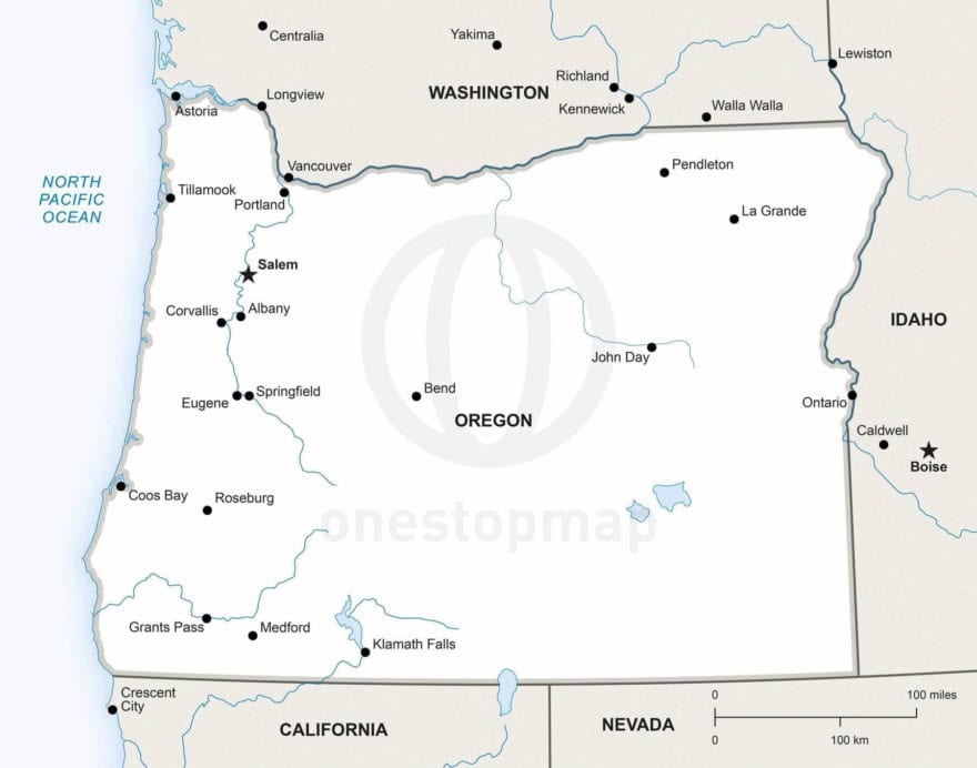 Vector Map of Oregon political | One Stop Map