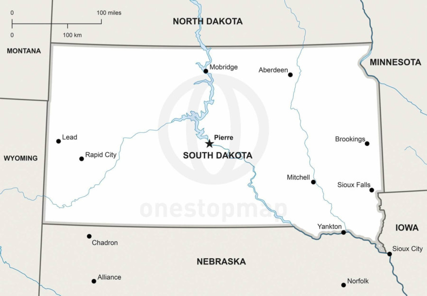 Free vector map of South Dakota outline | One Stop Map