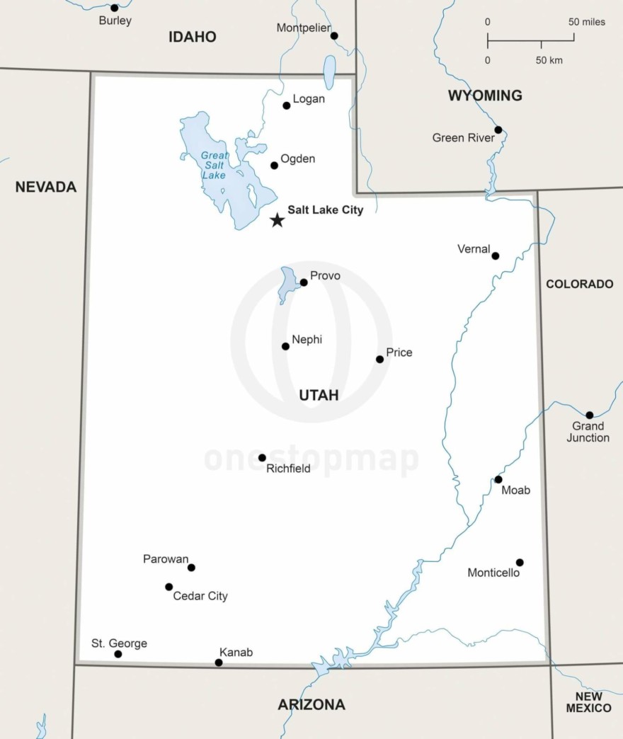 Vector Map of Utah political | One Stop Map