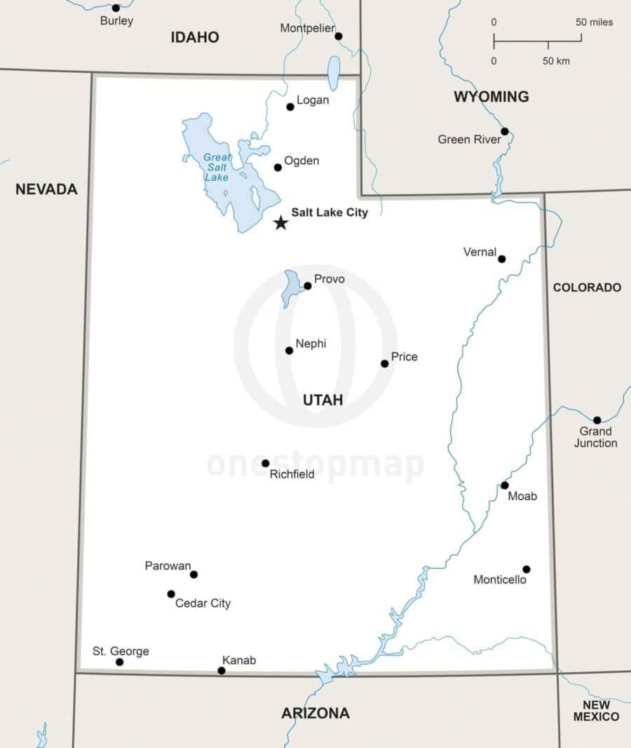 Vector Map of Utah political | One Stop Map