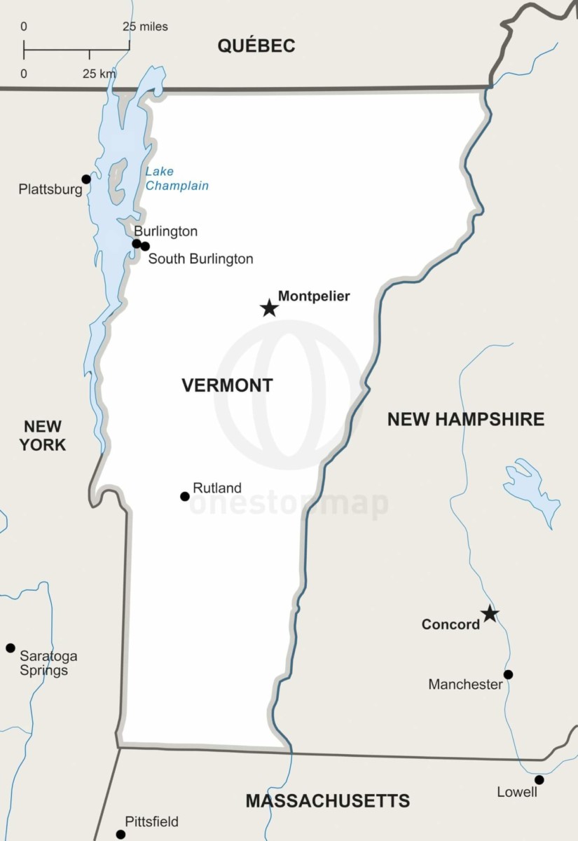 Vector Map of Vermont political | One Stop Map