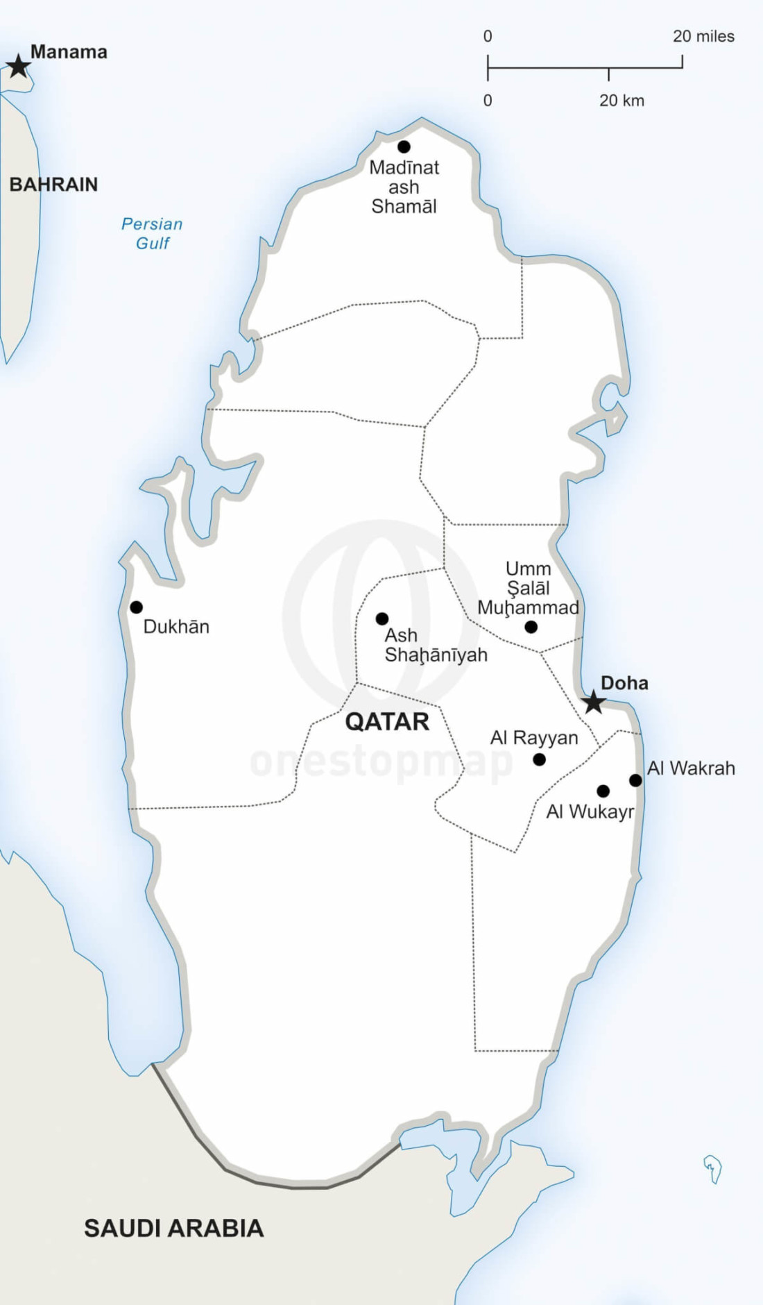 Vector Maps of Qatar | One Stop Map