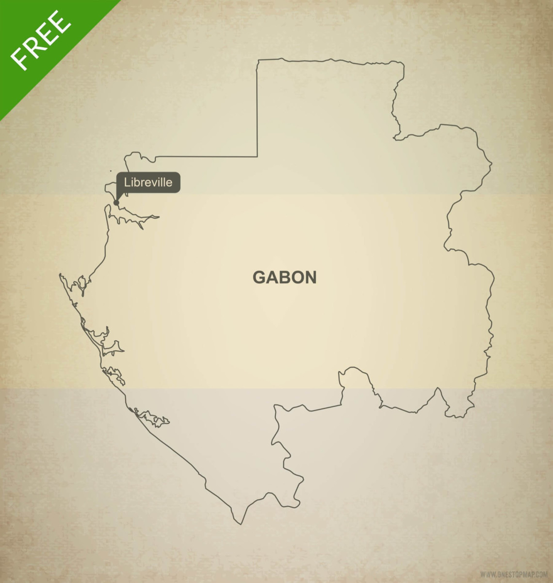 Free Vector Map of Gabon Outline | One Stop Map