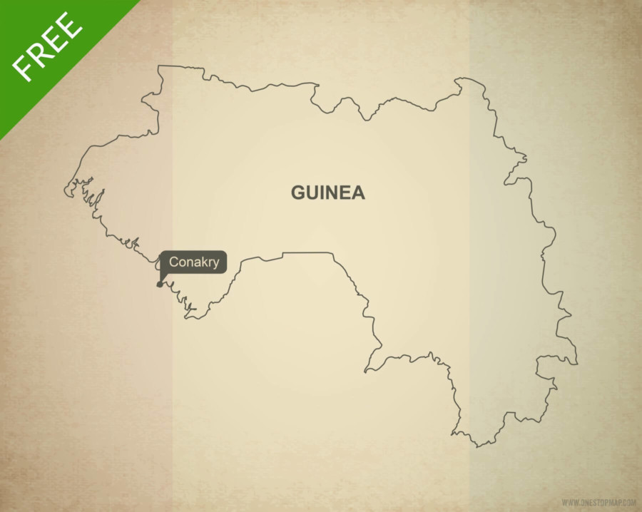 Free Vector Map of Guinea Outline | One Stop Map