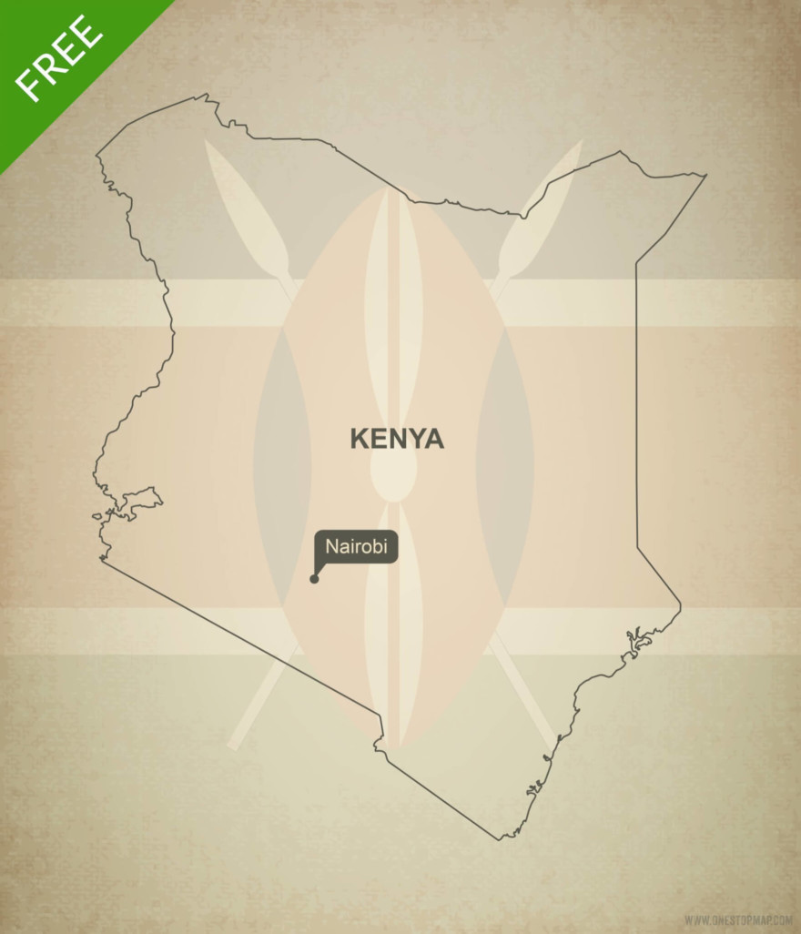 Free Vector Map of Kenya Outline | One Stop Map