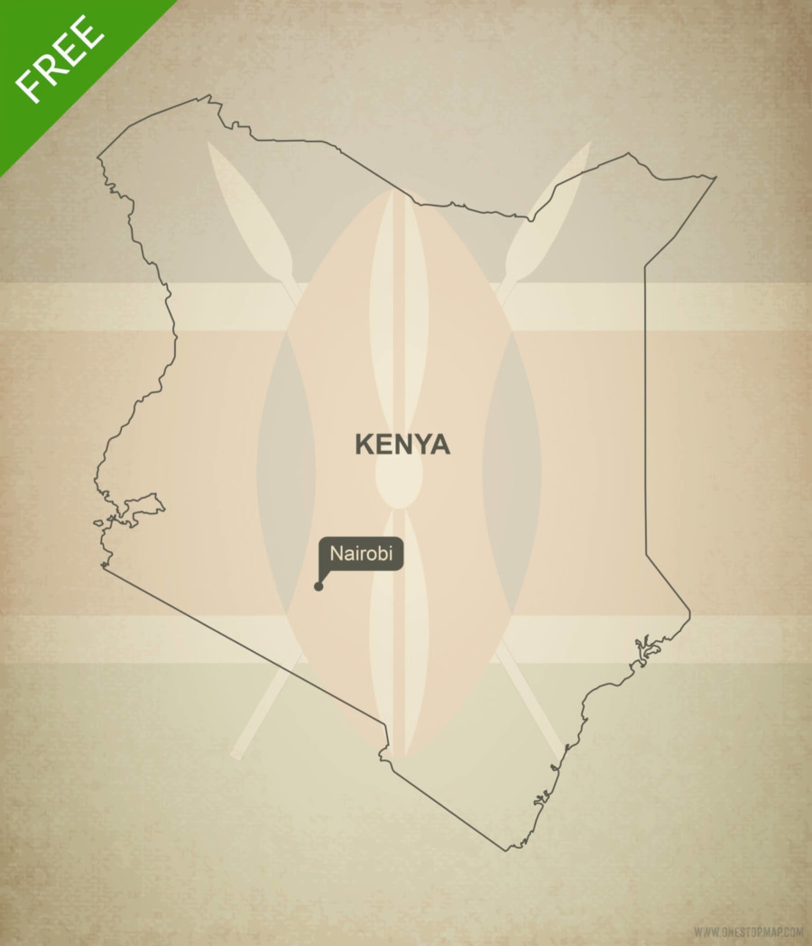 Free Vector Map of Kenya Outline | One Stop Map