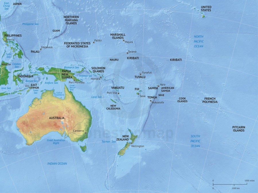 Vector Map Australia continent shaded relief | One Stop Map