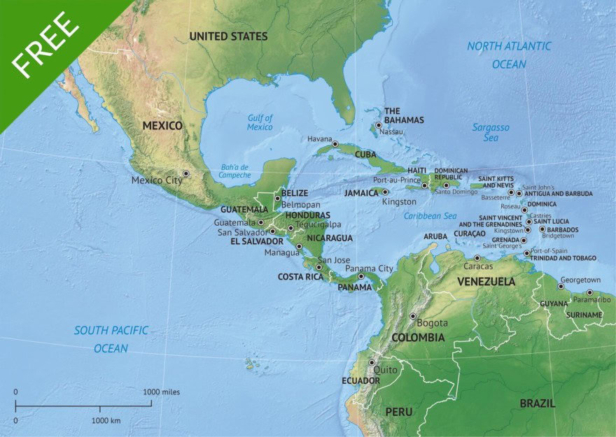 Vector Maps of Middle America | One Stop Map