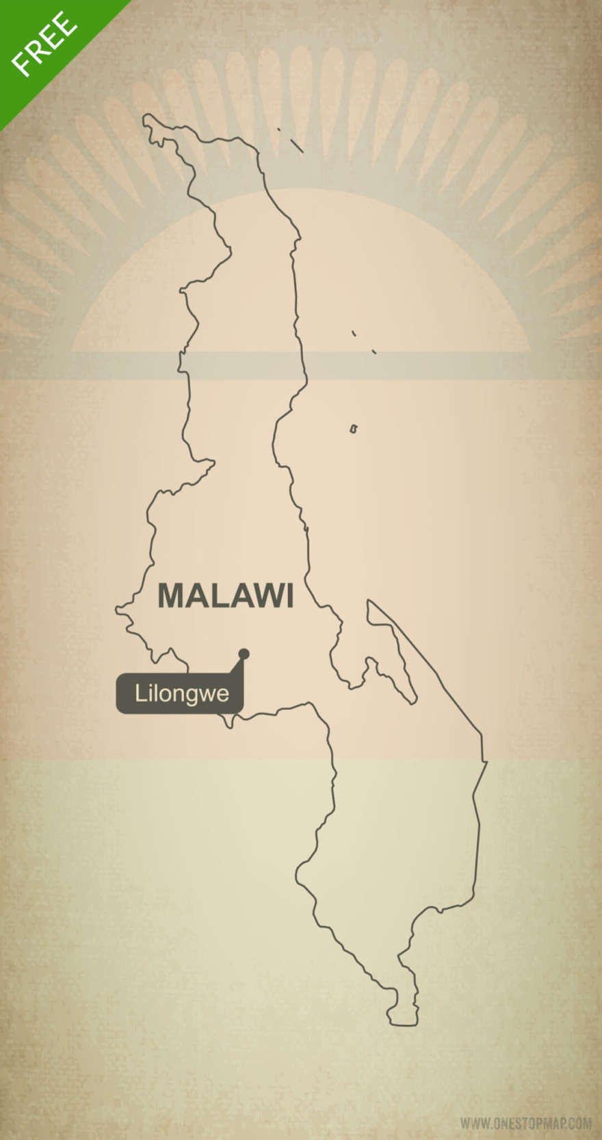 Free Vector Map of Malawi Outline | One Stop Map