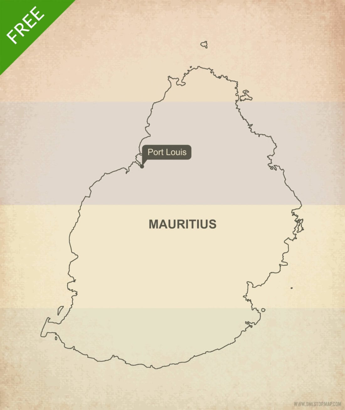 Free Vector Map of Mauritius Outline | One Stop Map