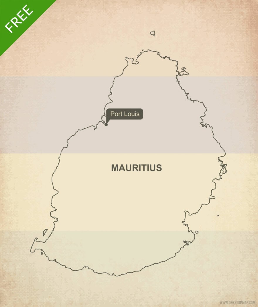 Free Vector Map of Mauritius Outline | One Stop Map