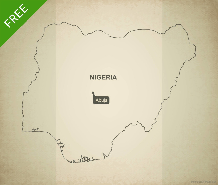 Free Vector Map of Nigeria Outline | One Stop Map