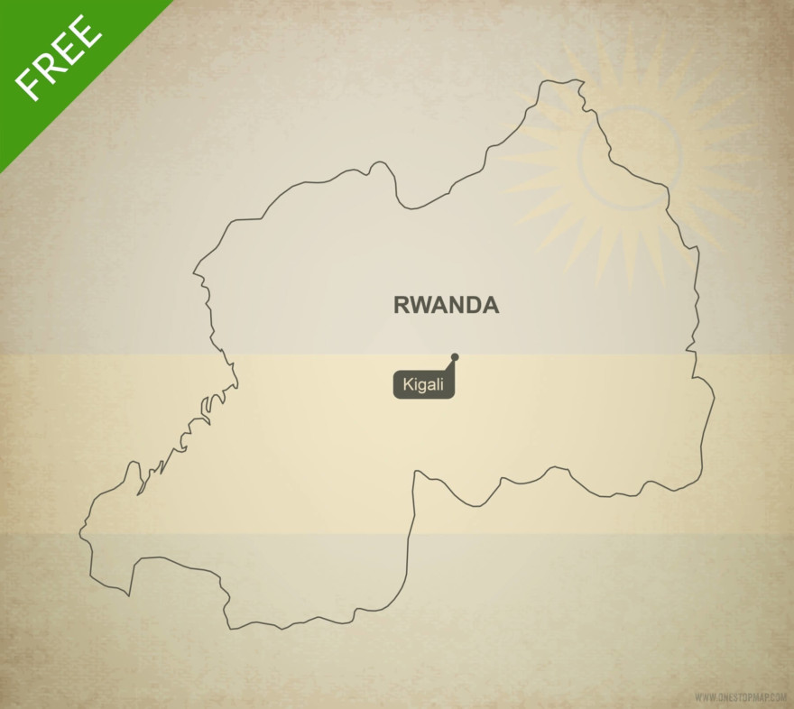 Free Vector Map of Rwanda Outline | One Stop Map