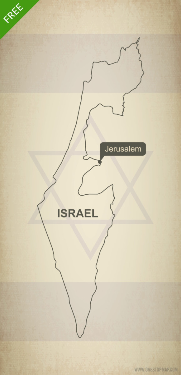 Free Vector Map of Israel Outline | One Stop Map