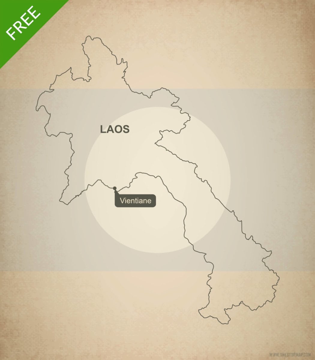 Free Vector Map of Laos Outline | One Stop Map