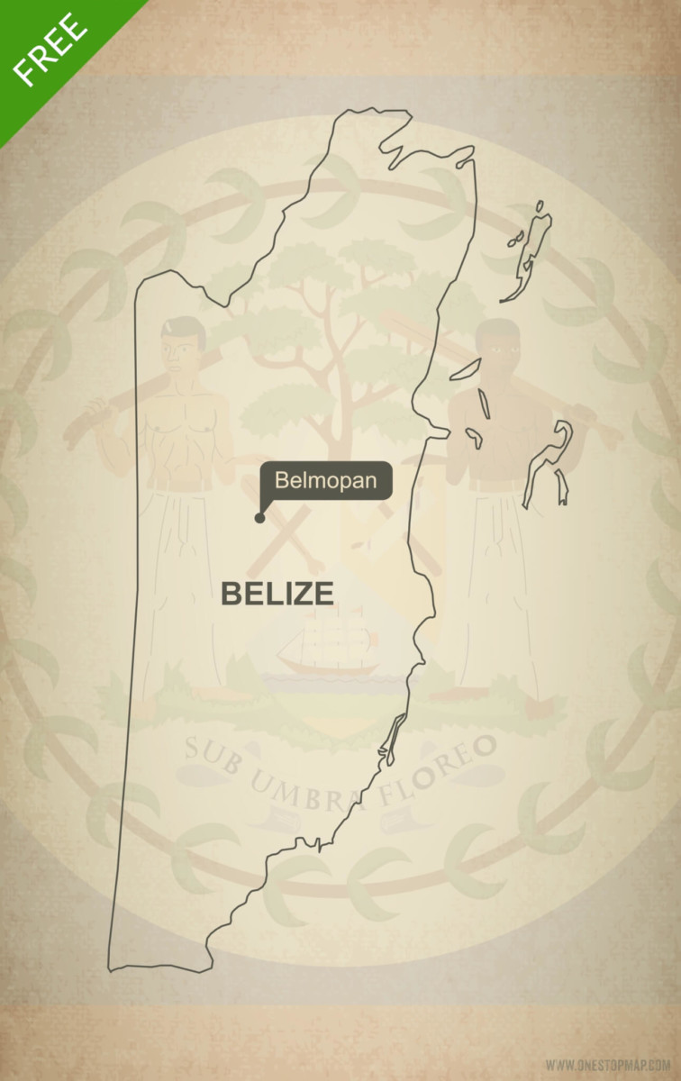 Free Vector Map of Belize Outline | One Stop Map