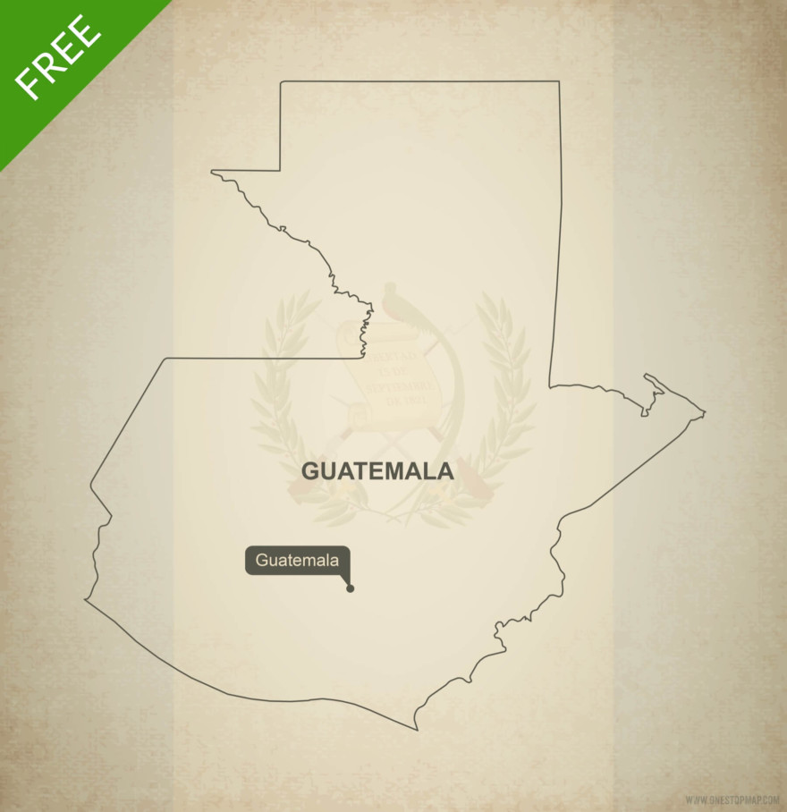 Free Vector Map of Guatemala Outline | One Stop Map